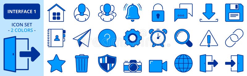 Icons in Two Colors about Interface 1 Stock Vector - Illustration of ...