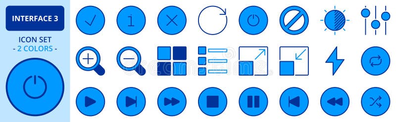 Icons in Two Colors about Interface 3 Stock Vector - Illustration of ...