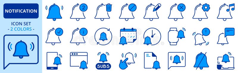Icons in Two Colors about Notification. Interface Elements Stock ...