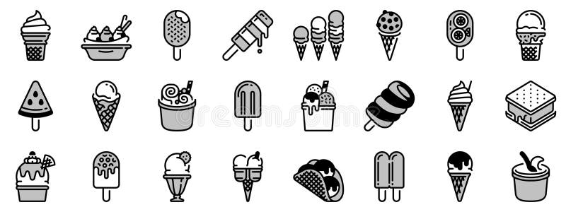 Icons in Two Tones about Ice Cream Stock Illustration - Illustration of ...