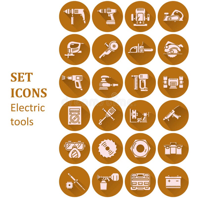 Icons of Various Electric Tools Stock Vector - Illustration of electric ...