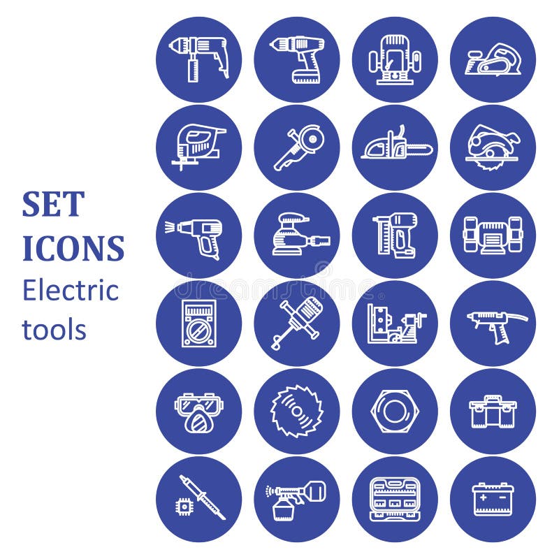 Icons of Various Electric Tools Stock Vector - Illustration of grinder ...