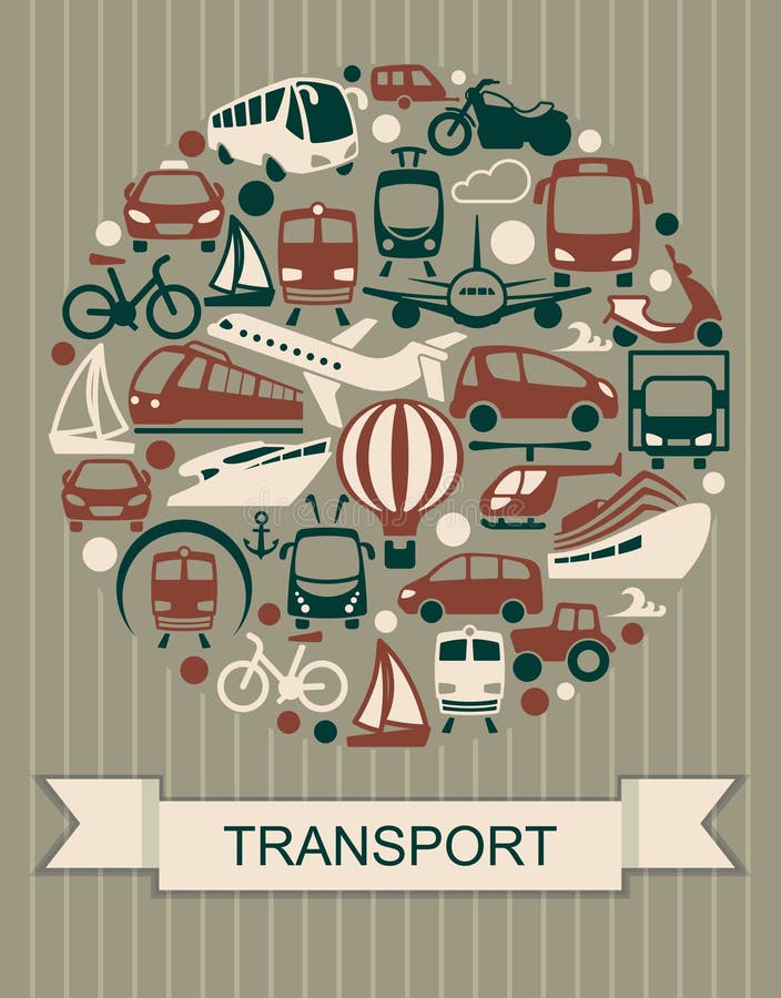 Icons of Various Means of Transportation Stock Vector - Illustration of ...