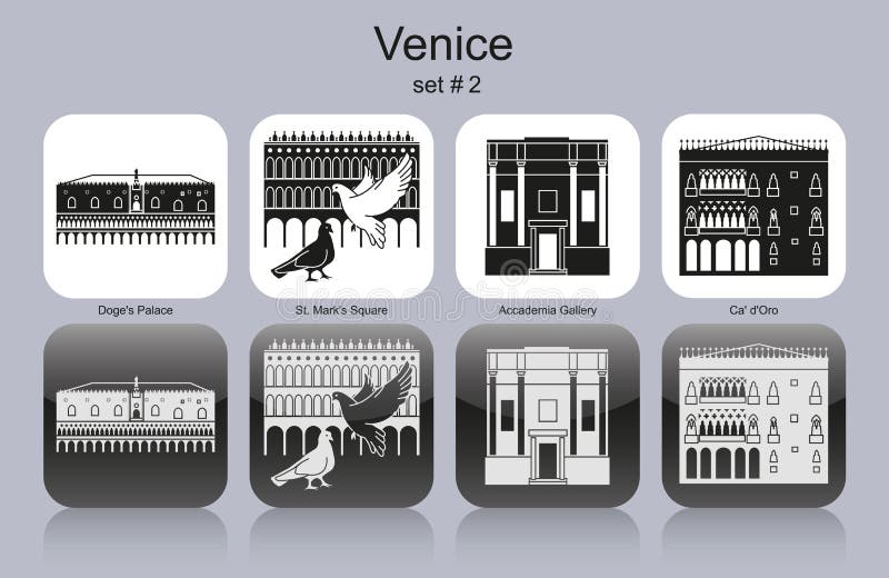 Icons of Venice stock vector. Illustration of channel - 35565462