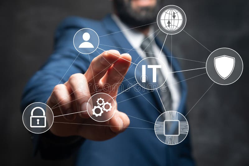 It and Icons on Virtual Screen Stock Image - Image of people, virtual ...