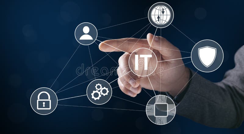 It and Icons on Virtual Screen Stock Image - Image of email, management ...