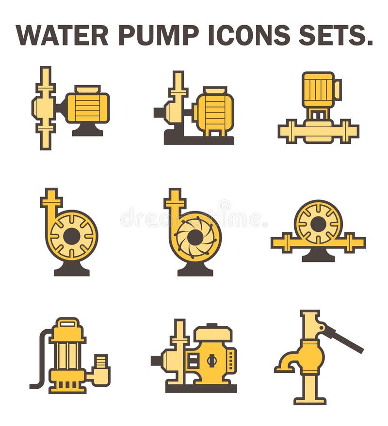 Water Pump Vector Black Icons Sets Stock Vector - Illustration of metal ...