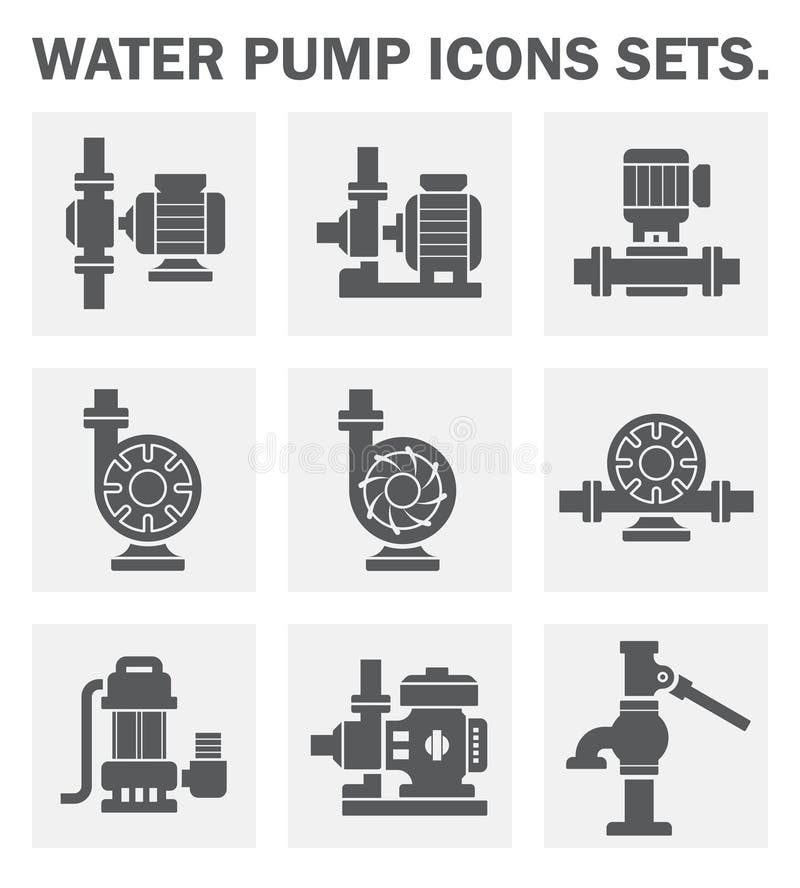 Water Pump Vector Black Icons Sets Stock Vector - Illustration of metal ...