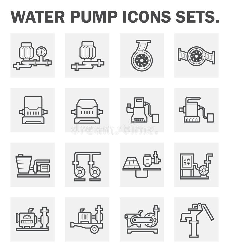 Water Pump Vector Black Icons Sets Stock Vector - Illustration of metal ...