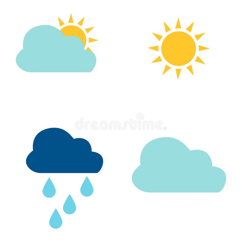 Icons of Weather Conditions, Weather in Different Seasons, Vector ...