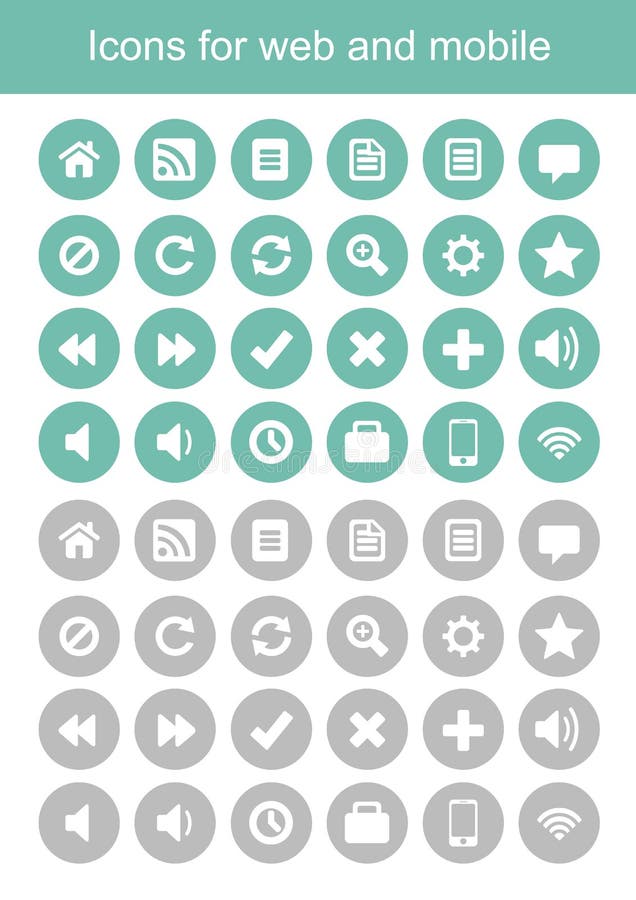 Icons for Web and Mobile, Icons Vector Stock Vector - Illustration of ...
