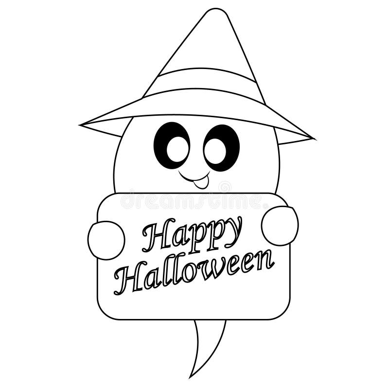 Cute Ghost with Poster Text in Black and White for Congratulation Stock ...