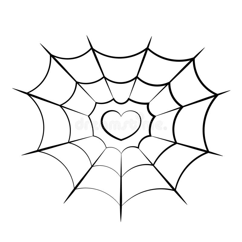 Spider Web in the Shape of a Heart in Black and White Stock Vector ...