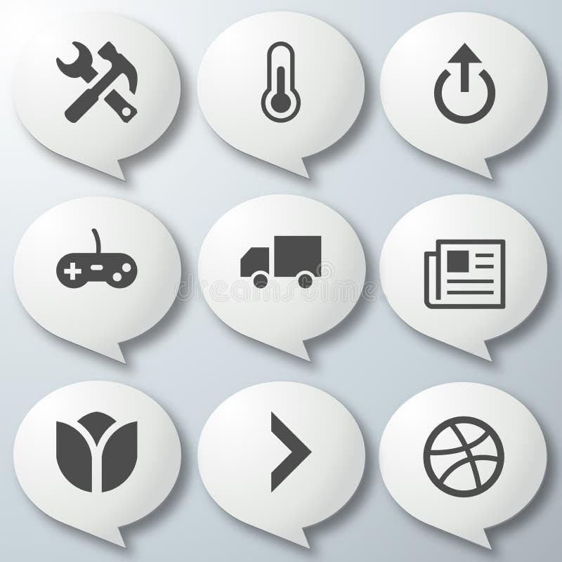 9 Icons White stock illustration. Illustration of illustrations - 33567568