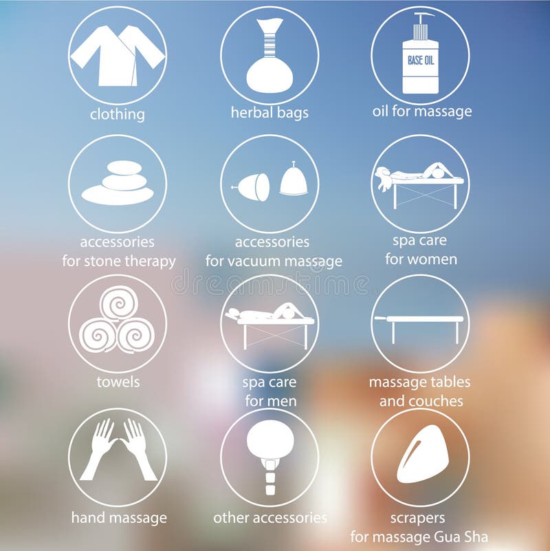 Icons White Showing Massage and Spa Stock Vector - Illustration of lady ...