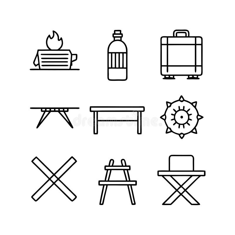 Icons for Wilderness Survival Gear Design Stock Vector - Illustration ...