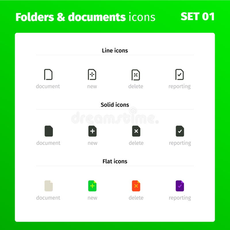 Icons for Working with Folders and Documents Stock Illustration ...