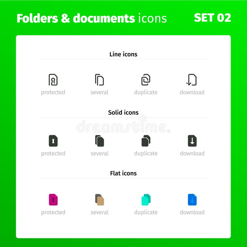 Icons for Working with Folders and Documents Stock Illustration ...