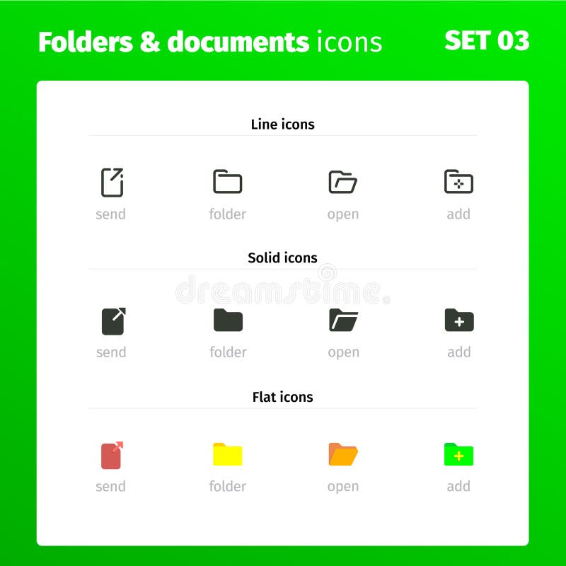 Icons for Working with Folders and Documents Stock Illustration ...
