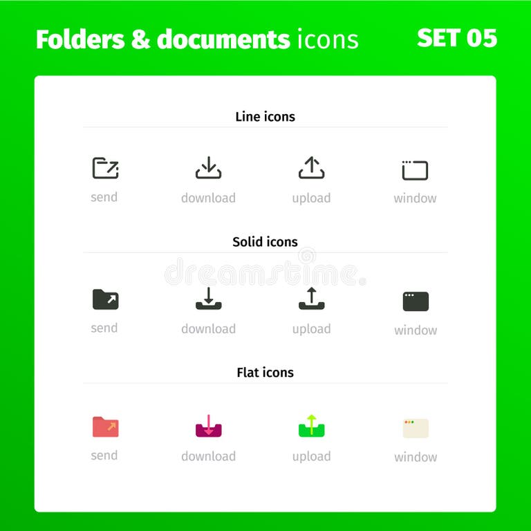Icons for Working with Folders and Documents Stock Illustration ...