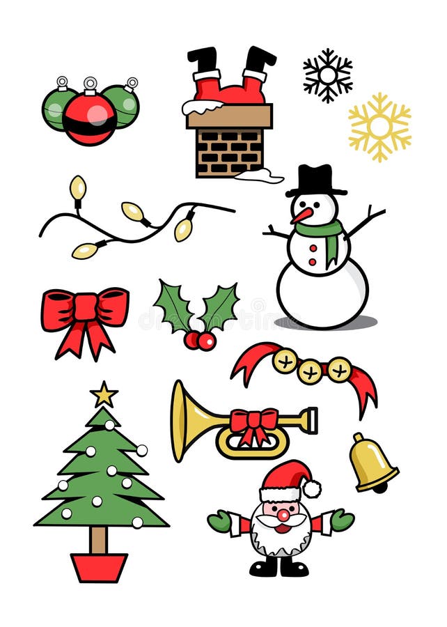 Icons Xmas Holiday Symbols Winter 2 Stock Vector - Illustration of tree ...