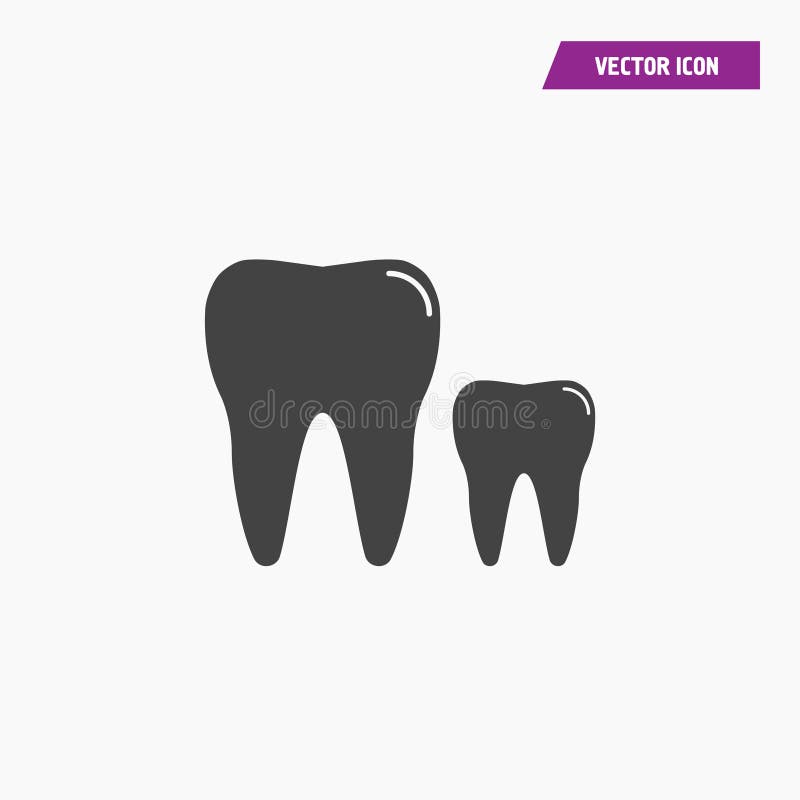 Black Teeth Icon Dentist Flat Vector Sign. Stock Vector - Illustration ...