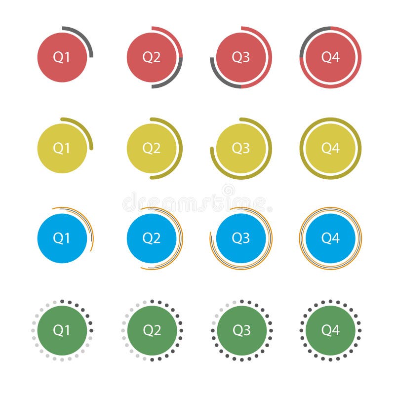 Financial Icons with First Quarter Second Quarter Third Quarter and ...