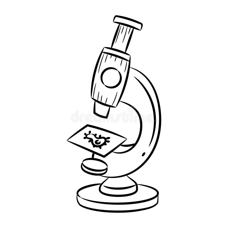 Doodle Microscope with Simple Hand Drawn Vector Illustration Stock ...