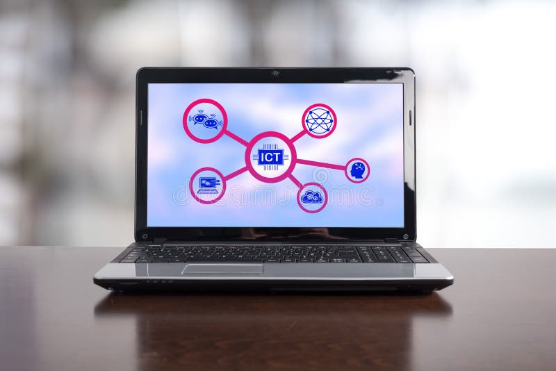 Ict concept on a laptop stock photo. Image of technology - 219668830