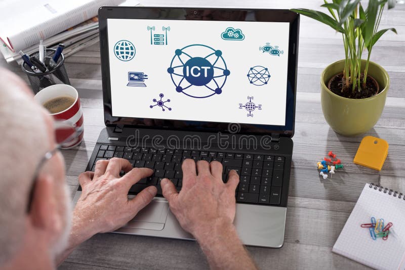 Ict Concept on a Laptop Screen Stock Image - Image of media, business ...
