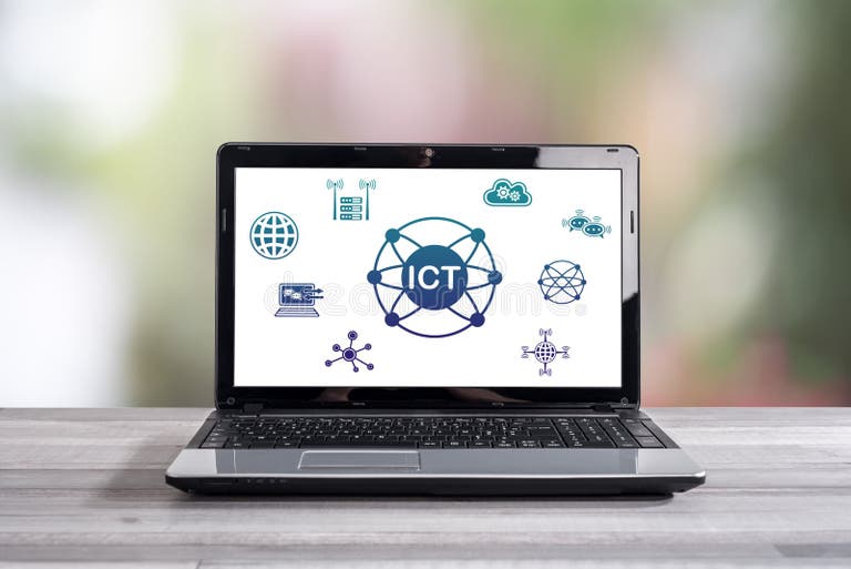 Ict Concept on a Laptop Screen Stock Illustration - Illustration of ...
