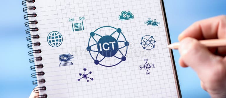 Ict concept on a notepad stock photo. Image of internet - 267668362