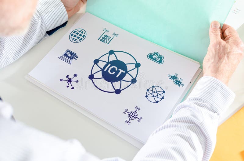 Ict concept on a paper stock photo. Image of social - 279200970