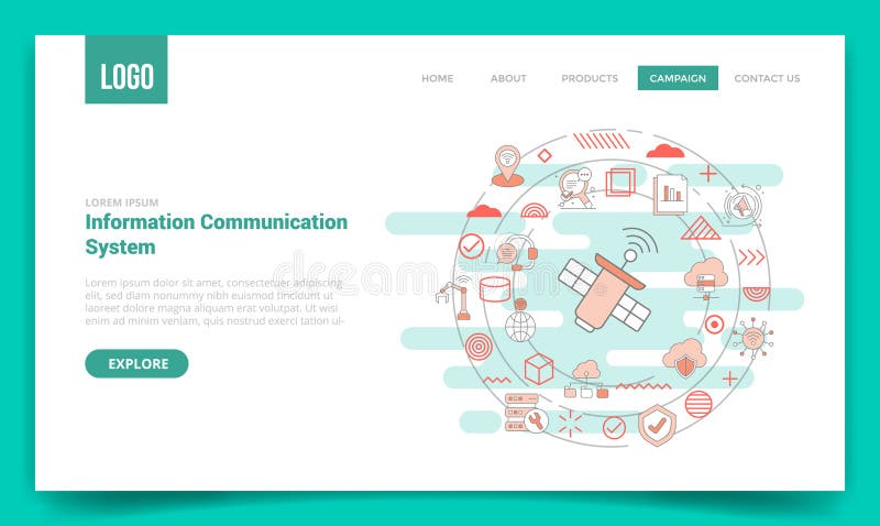 Ict Information and Communication Technology Concept with Circle Icon ...