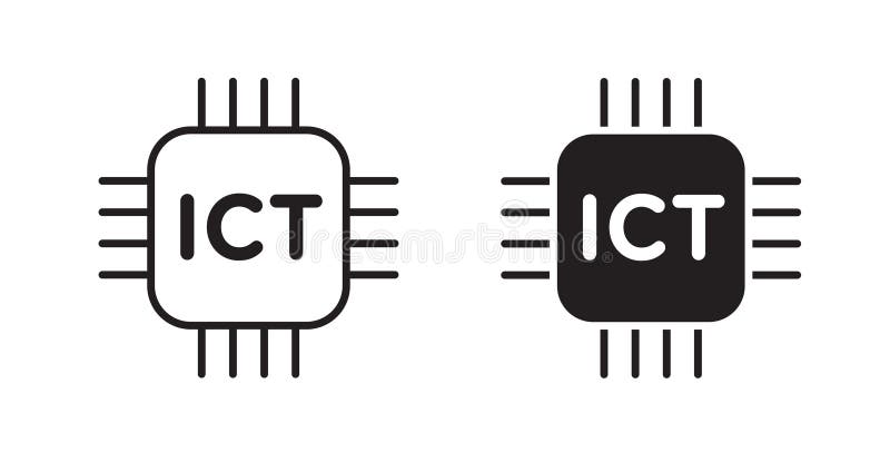 ICT Thin Line Vector Icon Set Stock Illustration - Illustration of ...