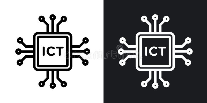 ICT Thin Line Vector Icon Set Stock Vector - Illustration of line ...