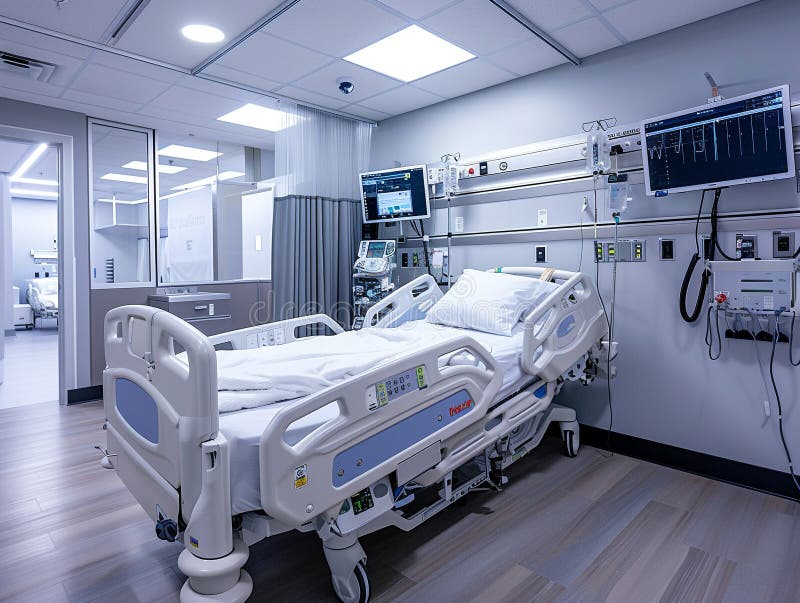 In the ICU Critical Patients are Monitored Closely Stock Illustration ...