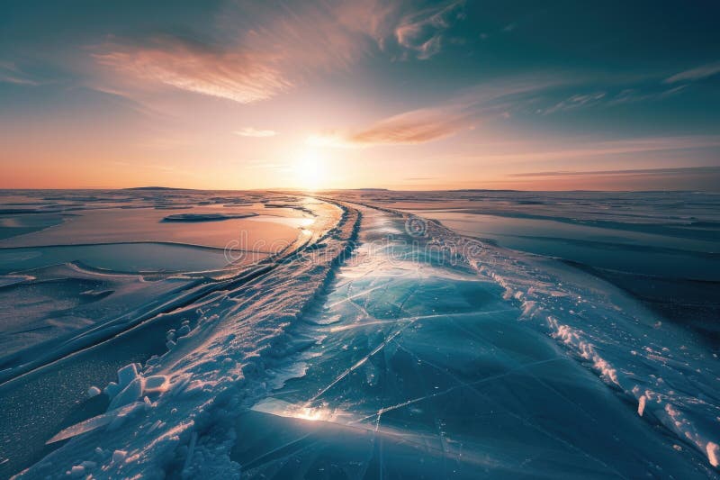 Icy Arctic Sunset stock image. Image of mystic, winter - 366912811