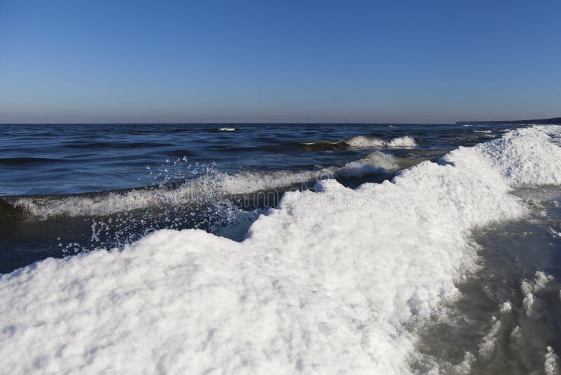 Icy Baltic sea. stock photo. Image of splash, deep, snowy - 36950016