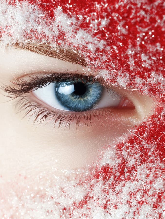 Icy Blue Eye with Red Sparkling Crystals Stock Illustration ...