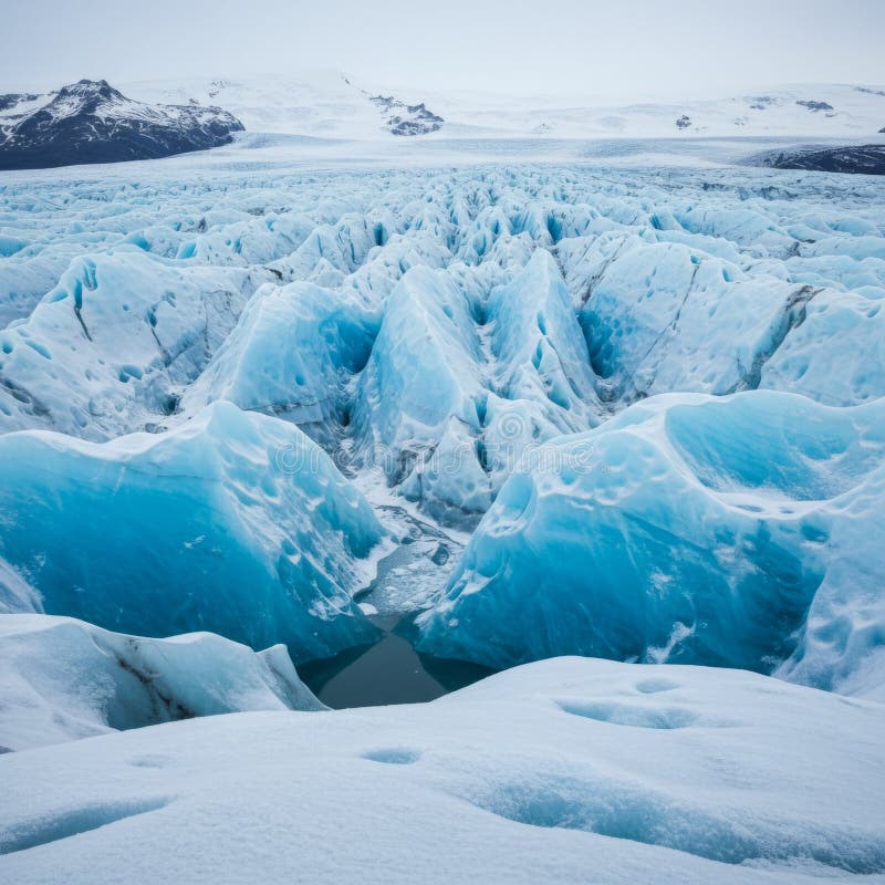 Icy Blue Glacier in Iceland Winter Landscape Stock Illustration ...