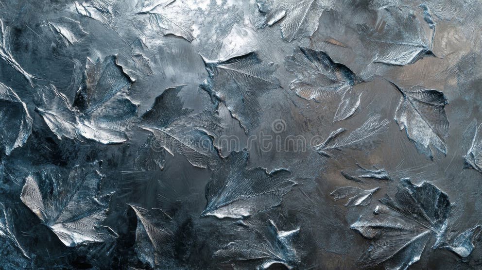 Icy Blue and Gray Frozen Leaf Texture Background Stock Illustration ...