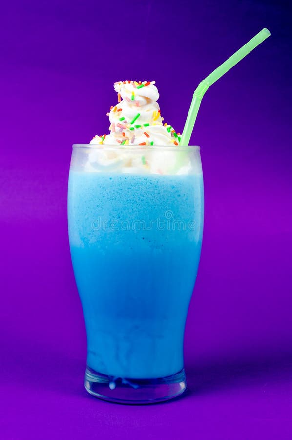 Blue Milk Shake. Beautiful Dessert in Restaurant. White Ice Cream on ...