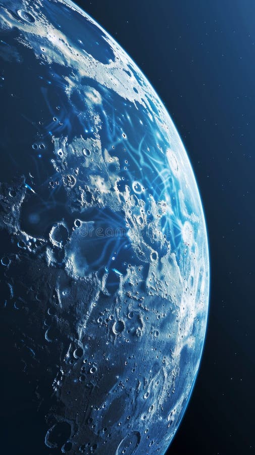 Icy Blue Planet in Outer Space. Generative Ai Stock Illustration ...