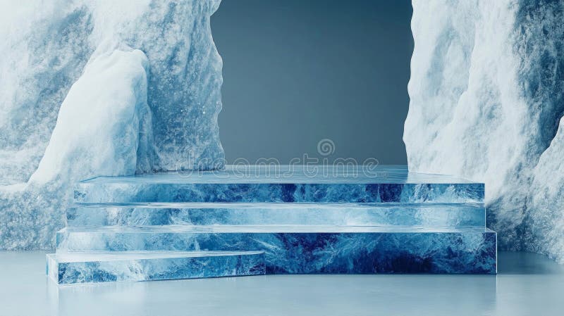Icy Blue Platform Steps Winter Glacial Scene Stock Illustration ...