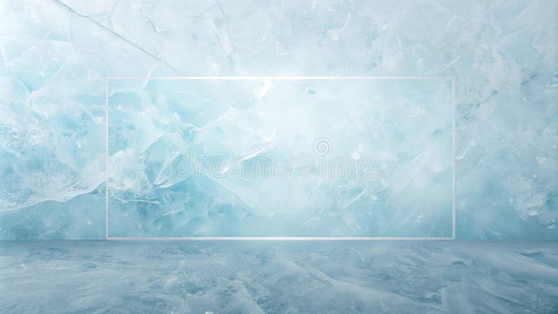 Icy Blue Room with Empty Frame for Presentation. Generative AI Stock ...