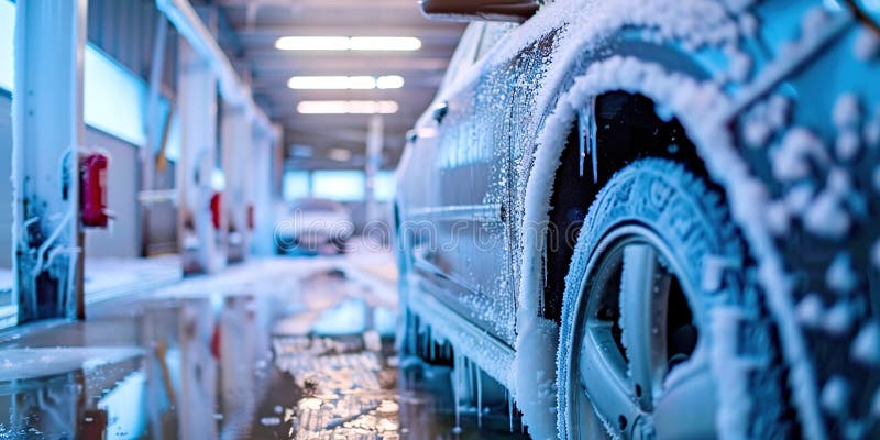 An icy car in the cold stock image. Image of cold, snowfall - 332167417