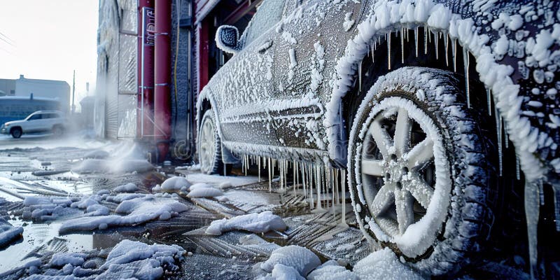 An icy car in the cold stock photo. Image of closeup - 332168616