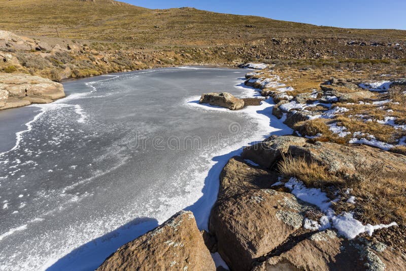 Icy cold frozen stream stock photo. Image of patterns - 77445428