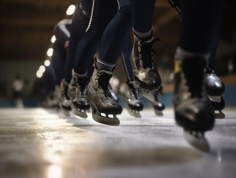 Icy Determination: Speed Skaters in Sync Stock Illustration ...